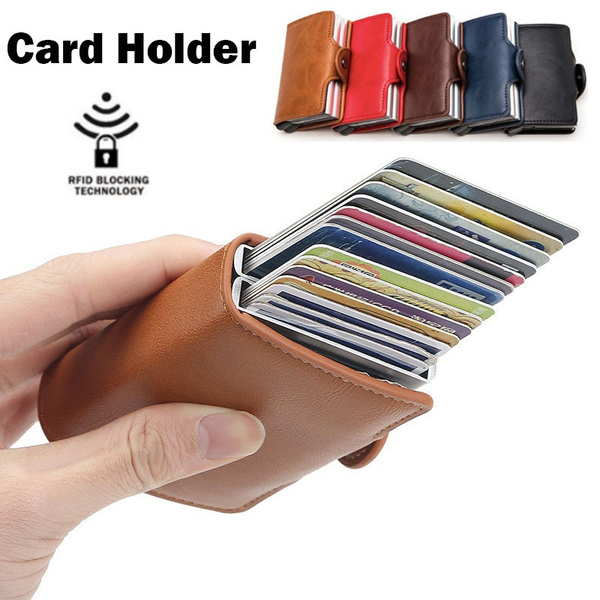 Fashion 18 Card Slot RFID Double Aluminum Box Automatically Leather ...