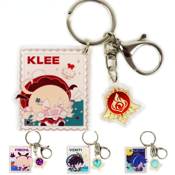 Anime Keychain Genshin Impact Acrylic Key Chain Accessories Cute Figure ...