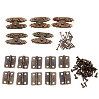 15pcs/set Antique Bronze Round Hinges Iron Decorative Vintage + Latch ...