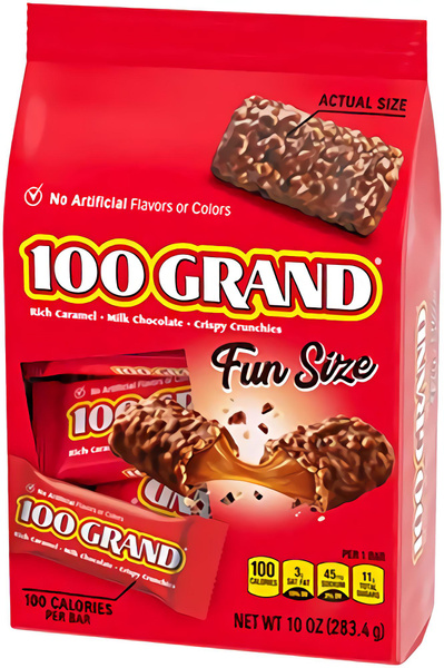 100 Grand Milk Chocolate Fun Size Candy Bars, Bulk Individually Wrapped ...