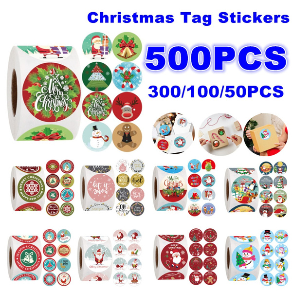 New 50/100/300/500pcs Merry Christmas Stickers Animals Snowman Trees ...