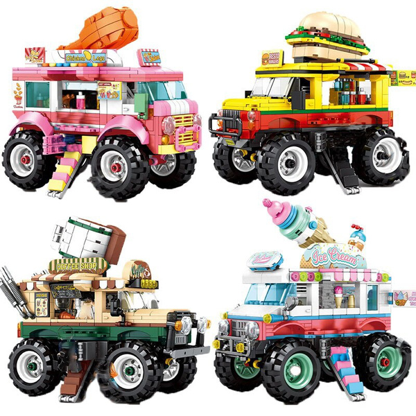 City Street Giant Wheel Mobile Food Shop Car Building Block Burger ...