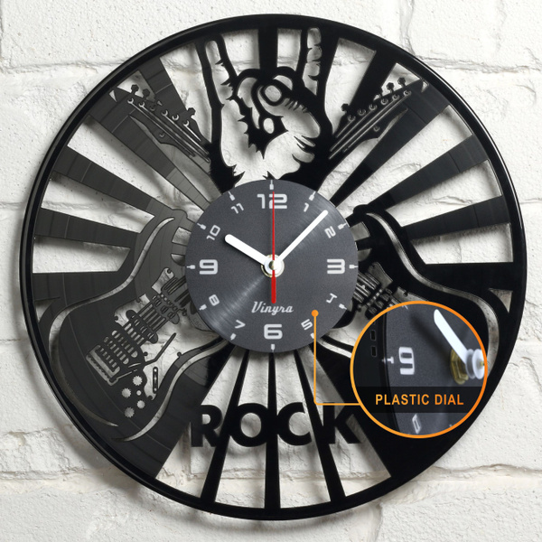Rock Music Themed Vinyl Record Clock - Gift Idea For Guitar Lover ...