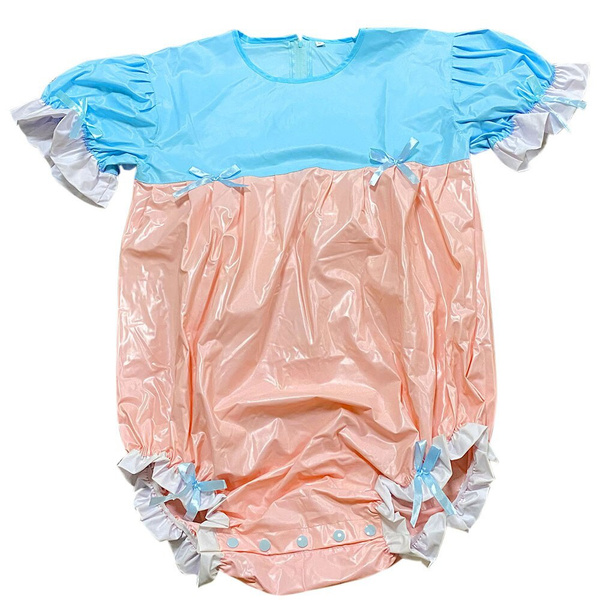 Adult Baby Sissy ABDL PVC Romper Onesie Pajamas Snap Crotch DDLG ...