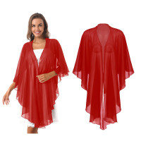 Ladies Fashion Chiffon Tops High Low Shawl Wedding Capes Shrug Bridal ...