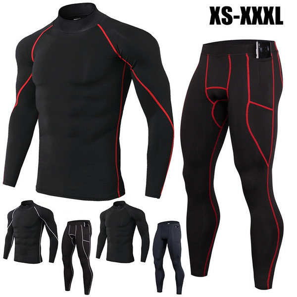 Compression Gym Suit Men Sportswear Set Leggings for Men High Elastic ...
