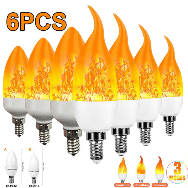 3 Mode LED Candelabra Flame Light Bulb E14 E27 Flame Bulbs Warm White ...