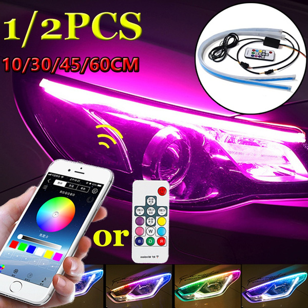 2/1PCS daytime running light flexible hose guide car LED light bar ...