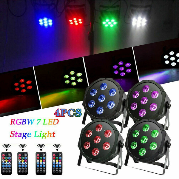 HOT!!!U`King 4PCS 7 LED Flat Par Lights RGB Lamp for Club DJ Party ...