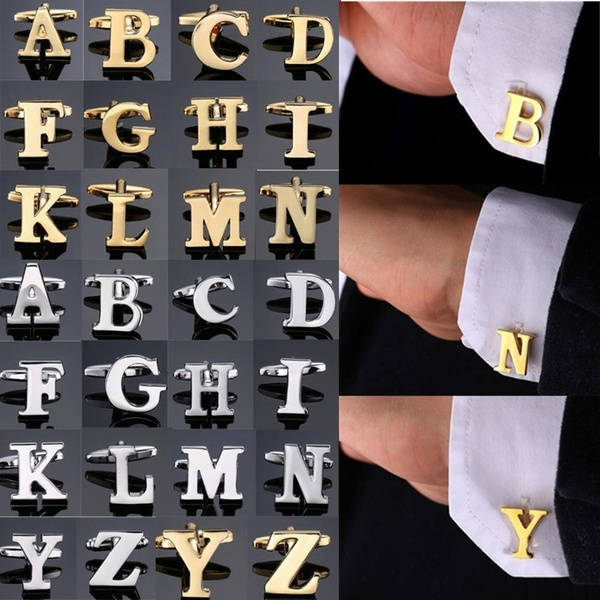Stainless Steel Gold Silver Color Letters Design Cufflinks for Men Cuff ...