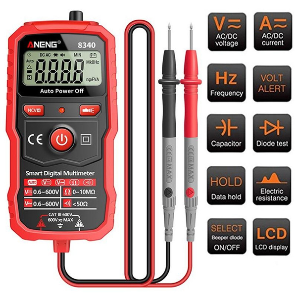 LCD Digital Multimeter Auto Range Ammeter Voltmeter AC&DC Voltage ...