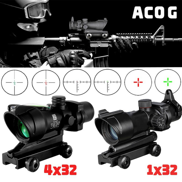 Riflescope ACOG 1X32 / 4X32 Red Dot Sight Rifle Scopes for Airsoft Gun ...