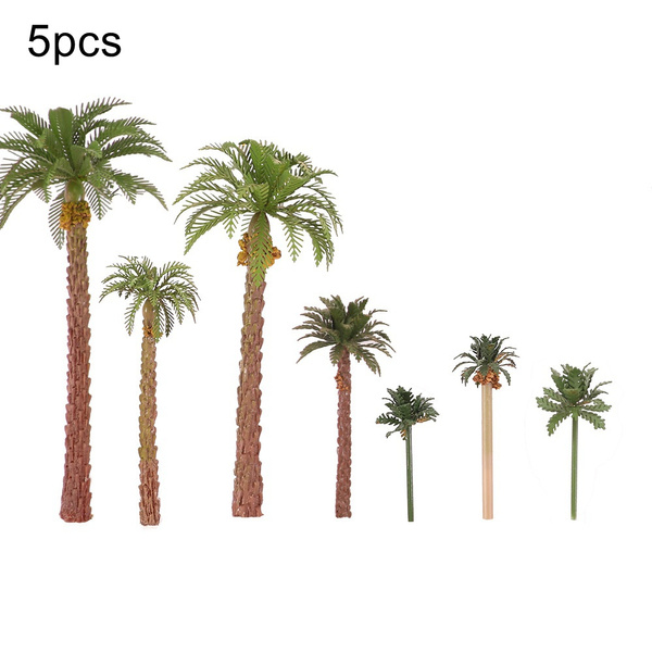 5Pcs Ho N Scale Model Coconut Tree with Metal Leaves for Architecture ...