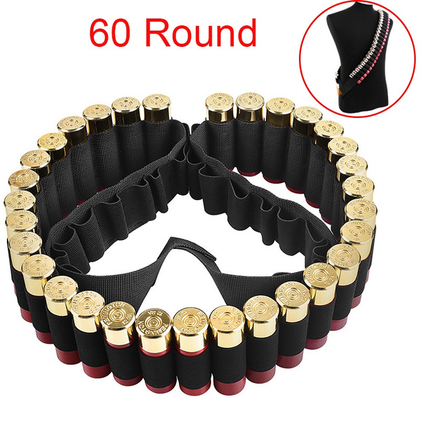 60 Round Shotgun Shell Bandolier Belt Tactical Cartridge Belt Airsoft ...