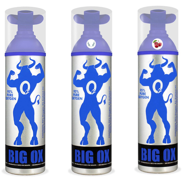Big Ox O2 10 Liter Natural High Purity Canned Oxygen w/ Mouthpiece, 3 ...