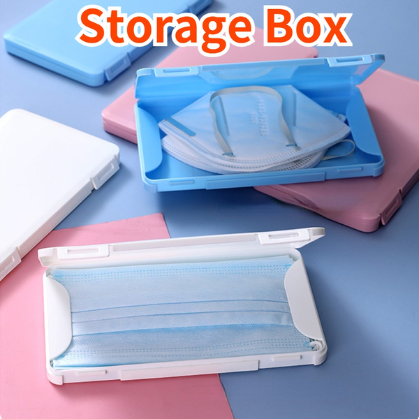 Mask Storage Box Foldable Portable Dustproof Square Plastic Mask ...