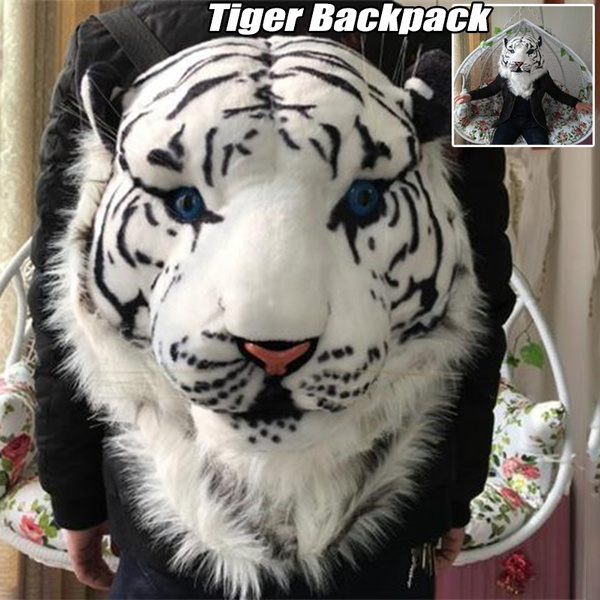 New 3D Tiger Head Backpack Creative Couple Lion Plush Backpack for ...