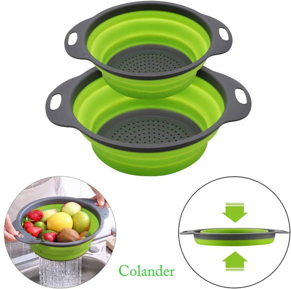 Foldable Silicone Colander Fruit Vegetable Washing Basket Strainer ...