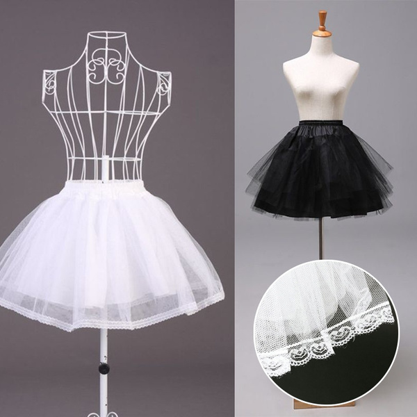 Double Layers Solid Color Short Tulle Petticoats Elastic Waistband A ...