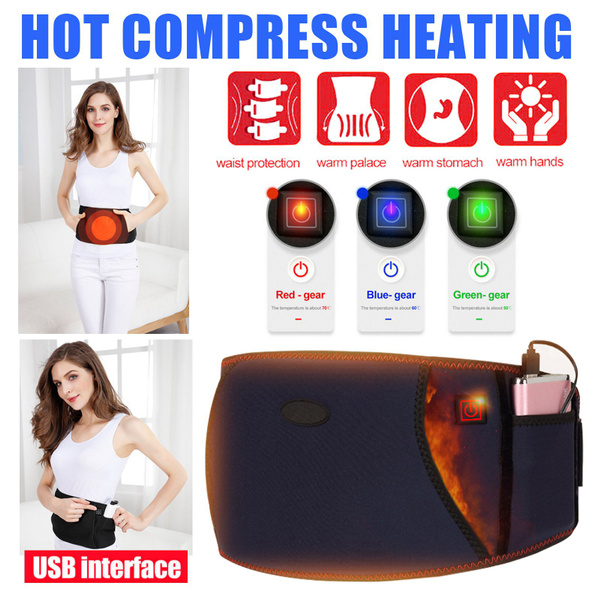 Electric Back Support Belt Waist Heating Pad Hot Cold Brace Pain Relief ...