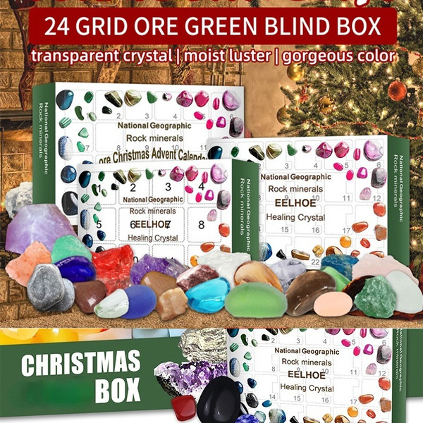 Healing Crystal Advent Calendar Rocks 12 / 24 Days Gem Blind Box Ore ...