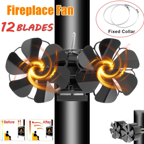 New 12 Blades Fireplace Fan Heat Powered Eco friendly Stove Fan Eco ...