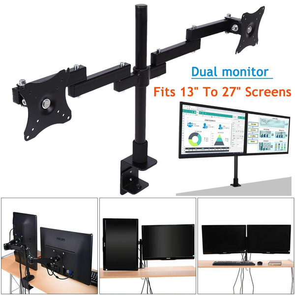 Dual Monitor Stand Mount, Heavy-Duty Fully Adjustable Desk Clamp Arms ...