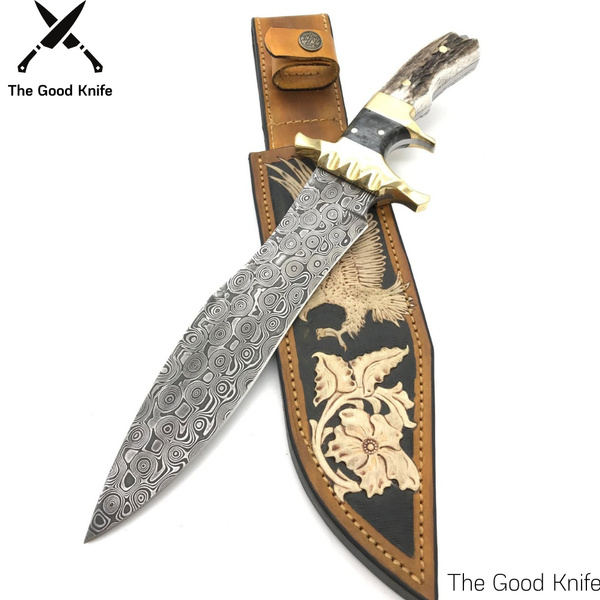 Handmade Damascus Rambo Knife With Leather Survival Gear and Equipment ...