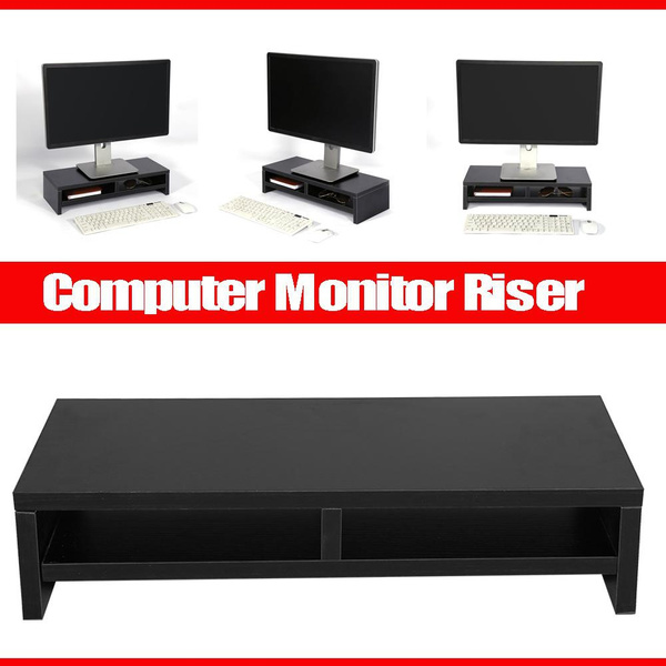 2-Tier Desktop Monitor Stand Shelf Plinth TV LCD Laptop PC Screen Riser ...