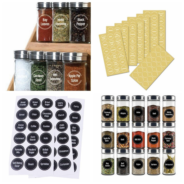 144PCS Self-Adhesive Waterproof Storage Container Preprinted Kitchen ...
