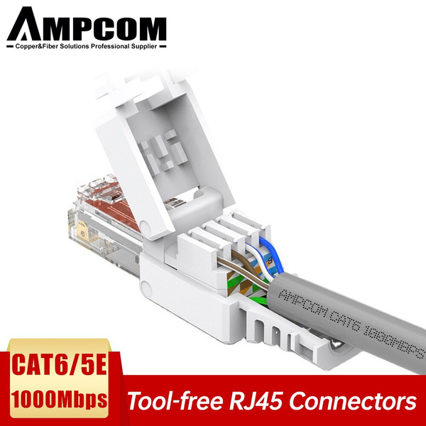 AMPCOM RJ45 Tool-Less Connectors UTP Network Plug Ethernet Connector ...