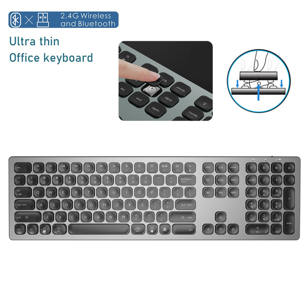 Bluetooth Keyboard Full-size 110 Keys,Wireless Ultra-Slim Aluminium ...