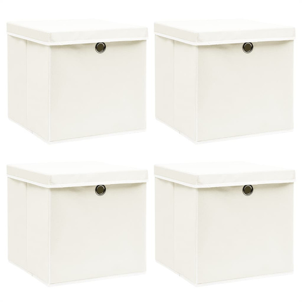 Storage Boxes with Lids 4 pcs White 32x32x32 cm Fabric Lagerboxen ...