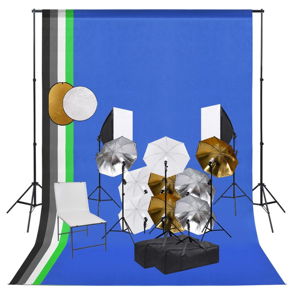 Photo Studio Kit with Lamps. Umbrellas. Backdrop and Reflector ...