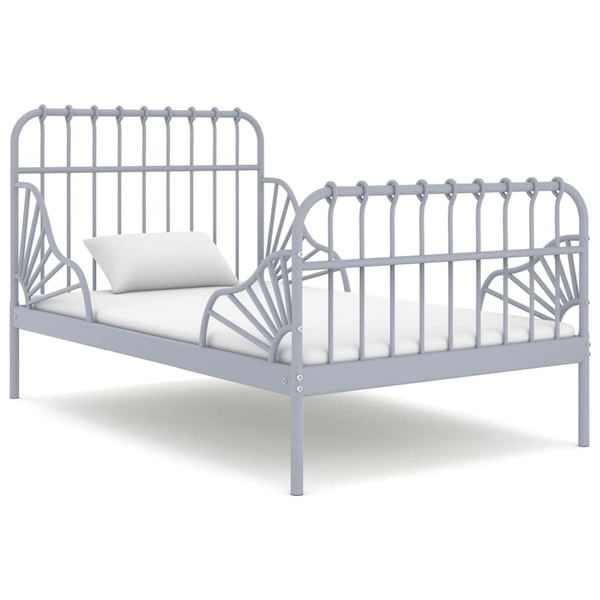 Extendable Bed Frame Grey Metal 80x130/200 cm Ausziehbarer Bettrahmen ...