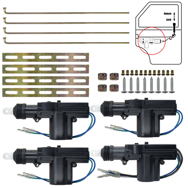 4x 12V Car 2 Wires Front Rear 4 Door Power Lock Actuator Kit Solenoid 5 ...
