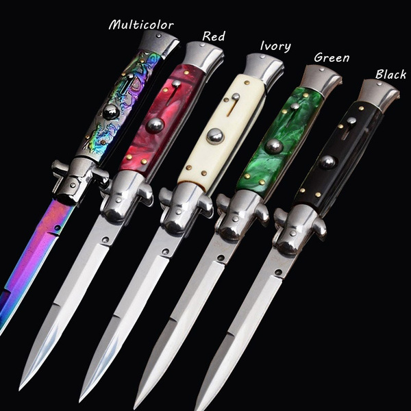 OTF Swithblade AUTO Spring Knife Colorful Titanium Dragon Design ...