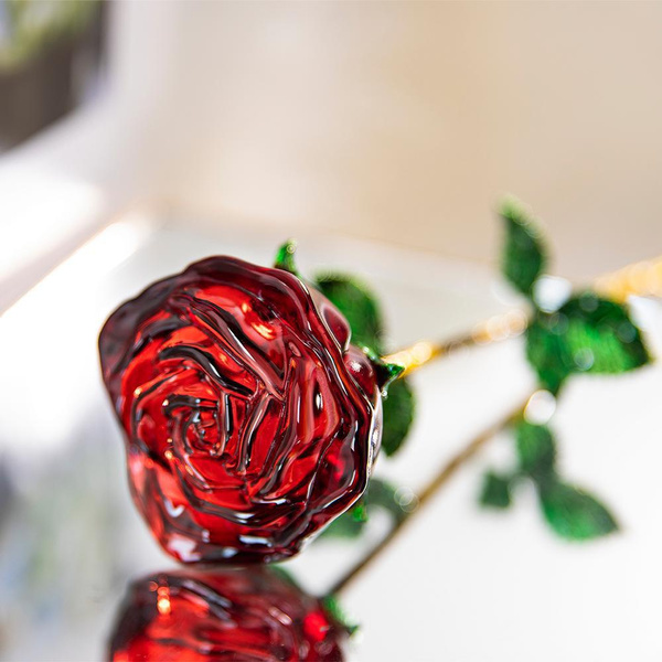 Crystal Rose Romantic Gift 3D Glass Rose Long Stem Eternal Flower ...