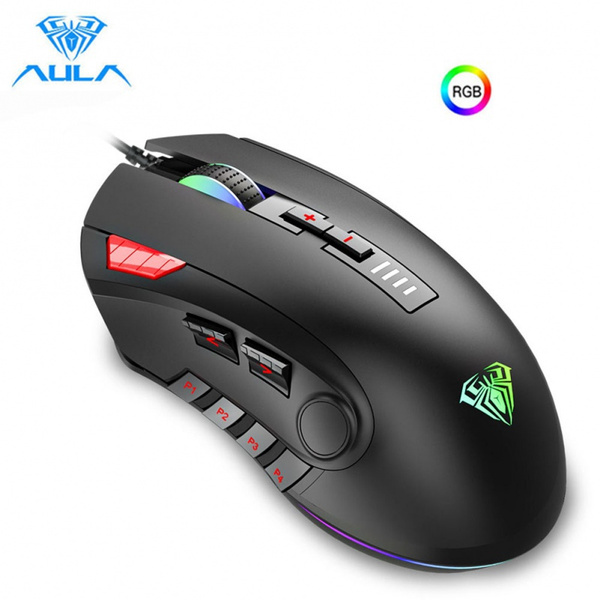 AULA H512 RGB Backlight Gaming Mouse 12 Buttons Programming 5000 DPI ...