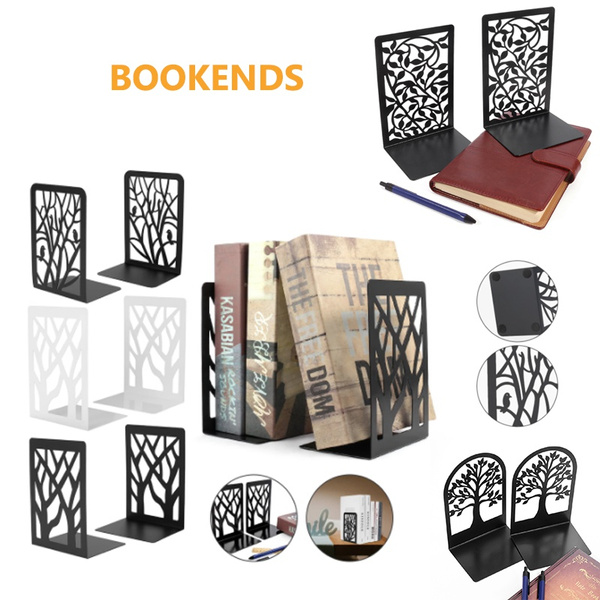 2PCS/Pair Creative Tree Shaped Metal Bookend Book Support Stand Desk ...