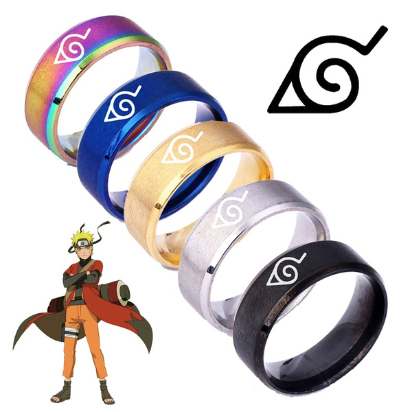 Anime Naruto Ring Uzumaki Sasuke Itachi Kakashi Ninja Titanium Steel ...