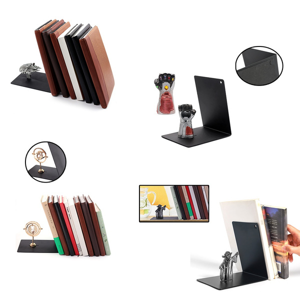 Creative Metal Bookend Black L Shaped Anime Figure Bookend Supports on ...