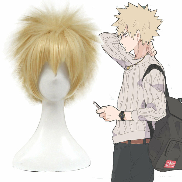 BNHA Bakugo Katsuki Cosplay Wig Gold Blonde Short Men Spiky Hair | Wish