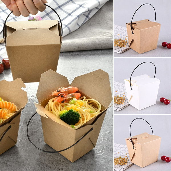 25pcs Kraft Paper Picnic Lunch Snack Fruit Salad Box Disposable Food ...