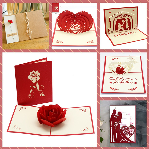 3D Pop UP Cards Valentines Day Gift Postcard Wedding Invitation ...
