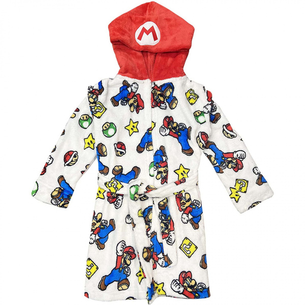 Nintendo Super Mario Character and Symbols Fleece Kids Hooded Robe | Wish