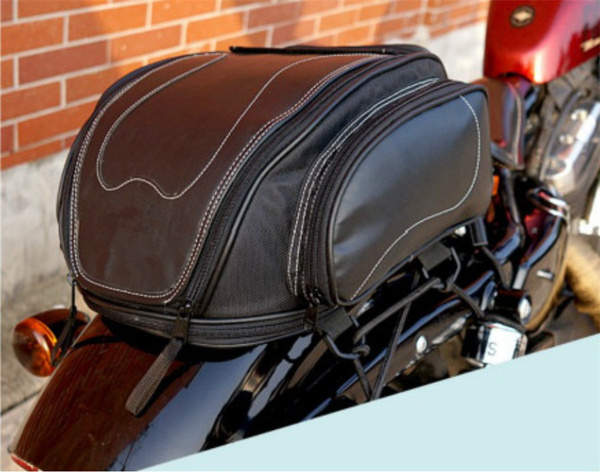 Universal PU Leather Motorcycle Rear Bag Retro Seat Tail Pack Riding | Wish