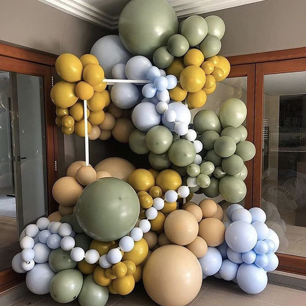 Retro Olive Green Macaron Blue Retro Yellow incarnadine Balloon Garland ...