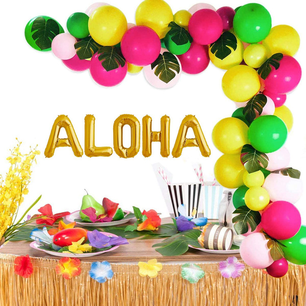 Hawaiian Aloha Party Decorations with Tropical Balloon Garland Arch ...