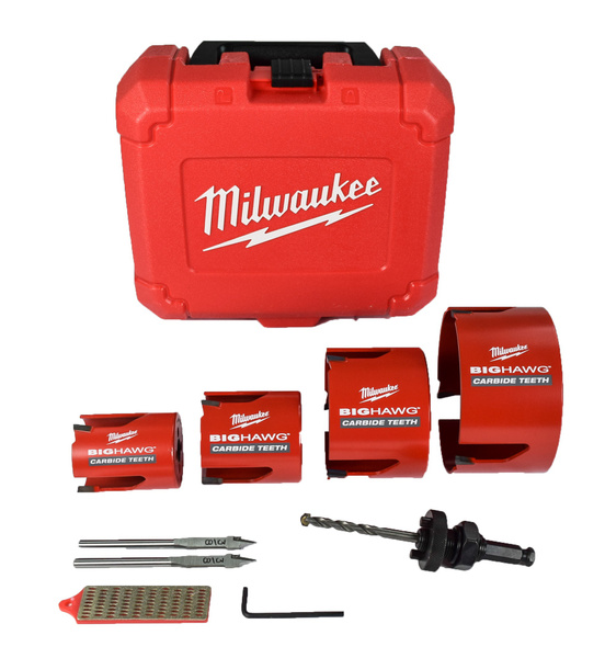 Milwaukee 49-56-9285 Big Hawg Carbide Teeth 8 pc Plumber's Hole Saw Kit ...
